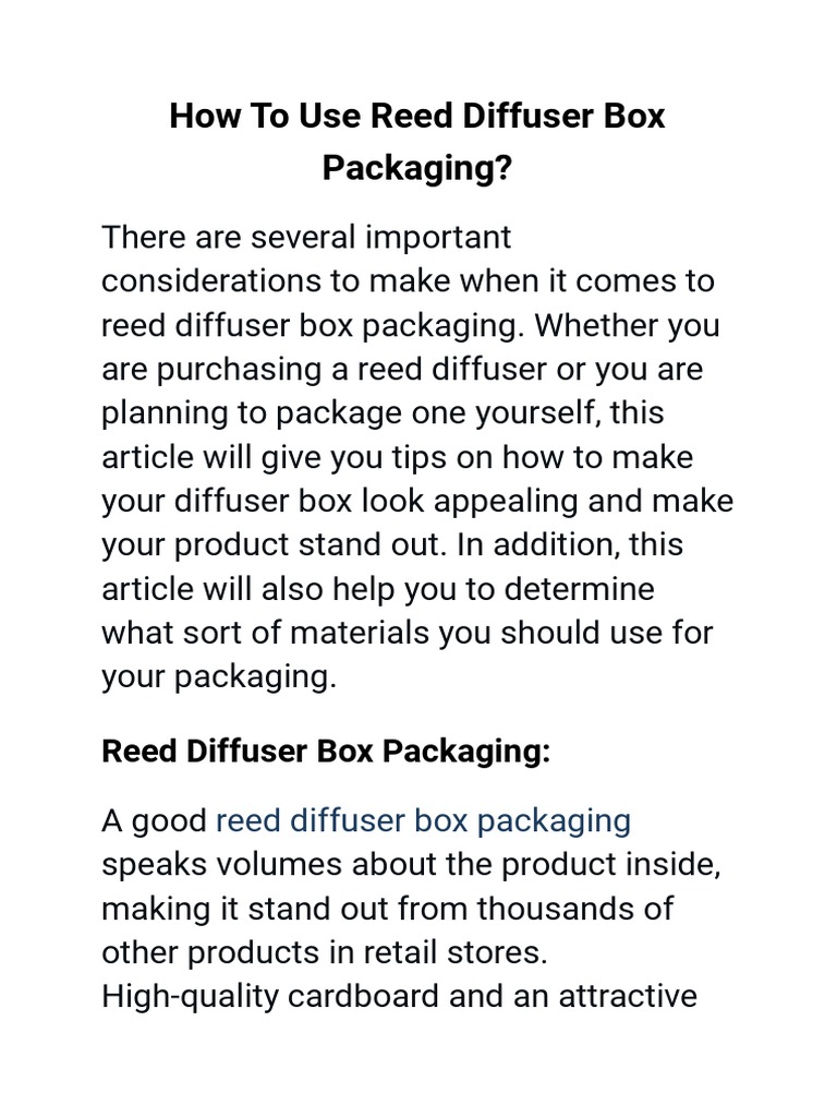 How To Use Reed Diffuser Box Packaging | PDF | Retail | Packaging And ...