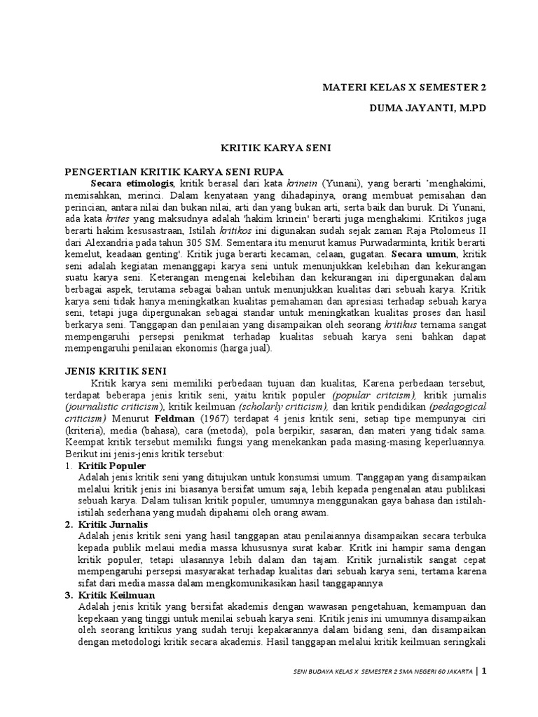 Modul Seni Budaya Kritik Seni | PDF