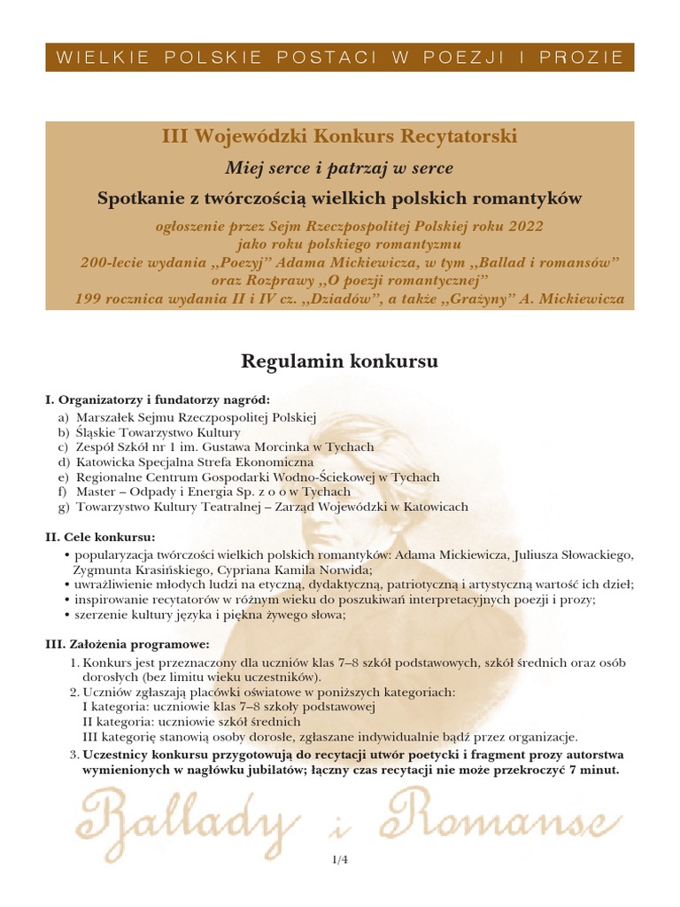 Konkurs Recytatorski 2022 | PDF