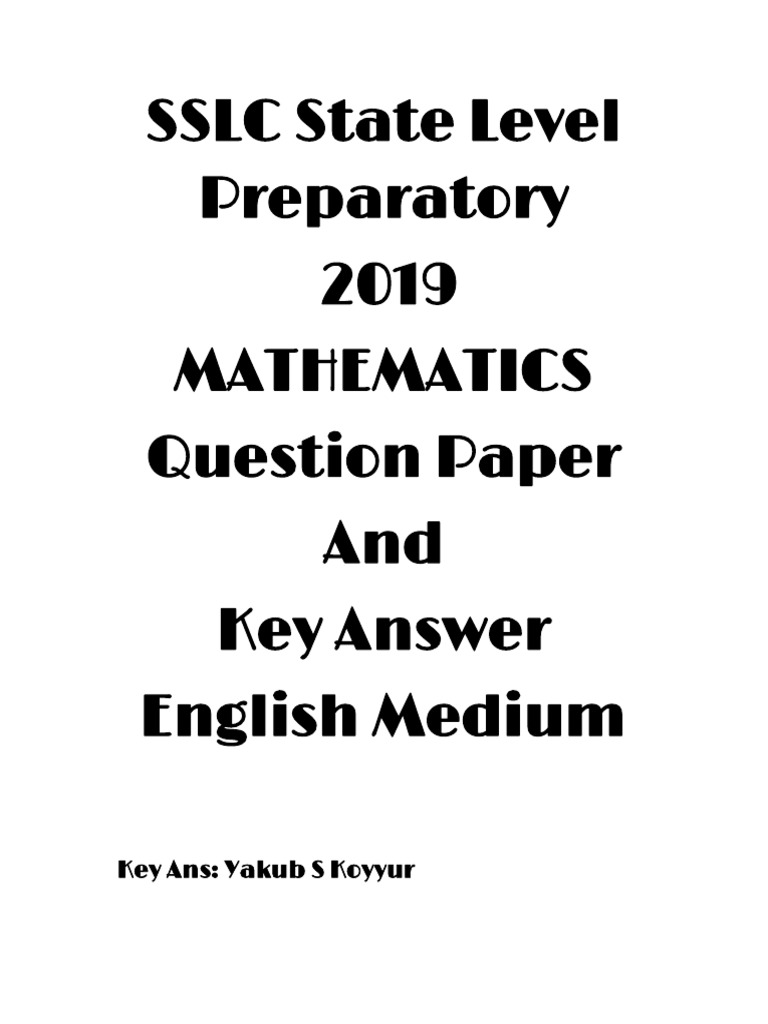 SSLC 2019 Mathematics Exam Paper & Key | PDF | Area | Triangle