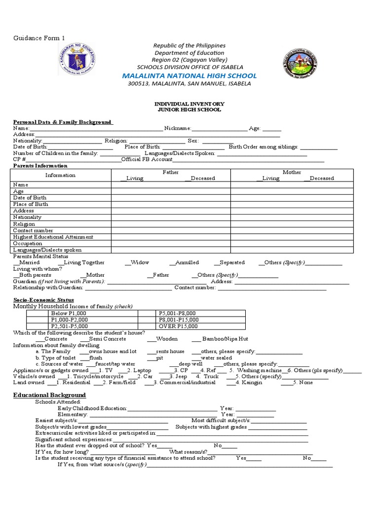 Gco Form 1personal Data Record | PDF | Disability | Behavioural Sciences
