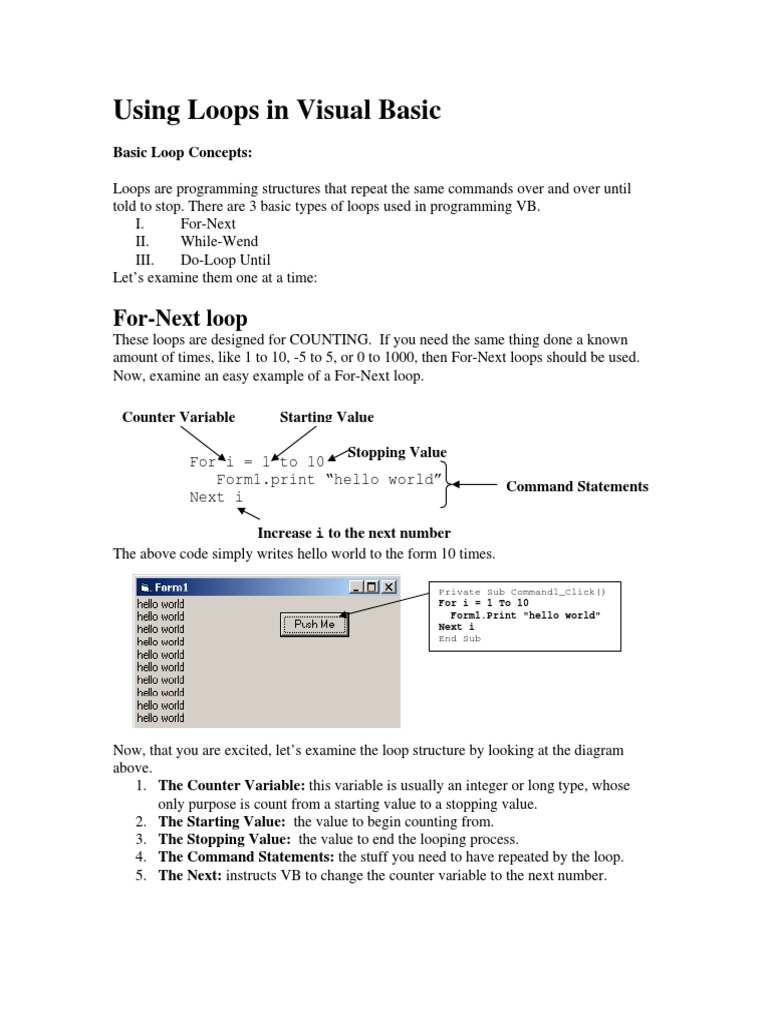 Using Loops in Visual Basic | PDF | Control Flow | Visual Basic .Net Using Loops in Visual Basic | PDF | Control Flow | Visual Basic .Net