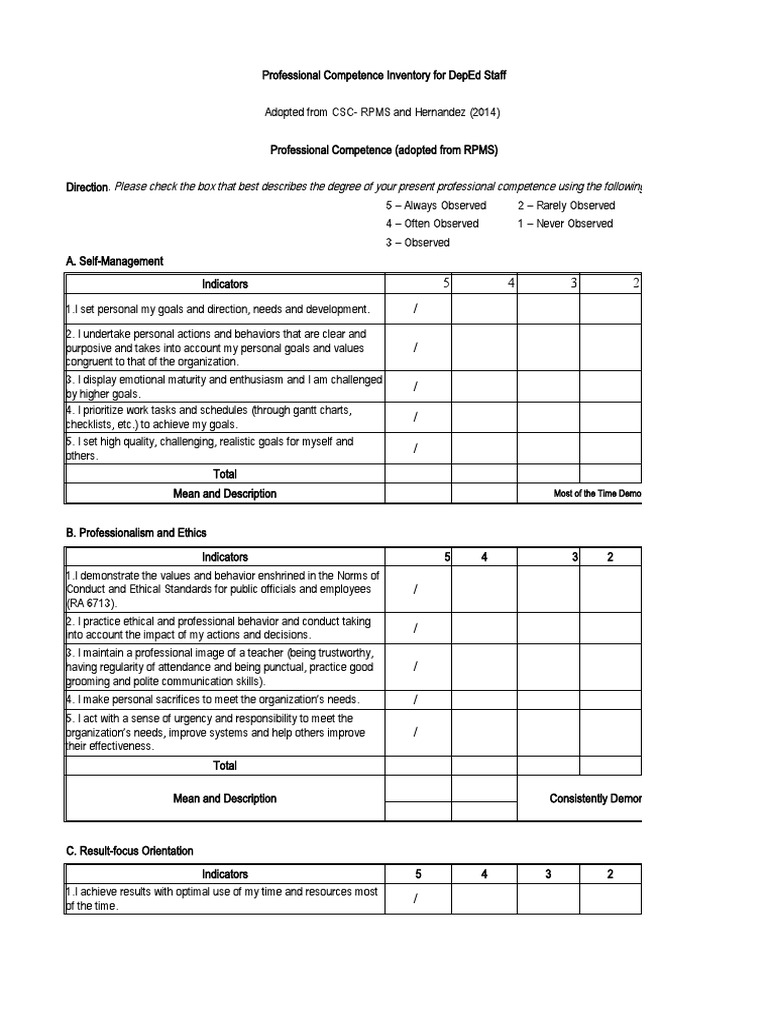 IPCRF Part II Competencies | PDF | Competence (Human Resources) | Goal