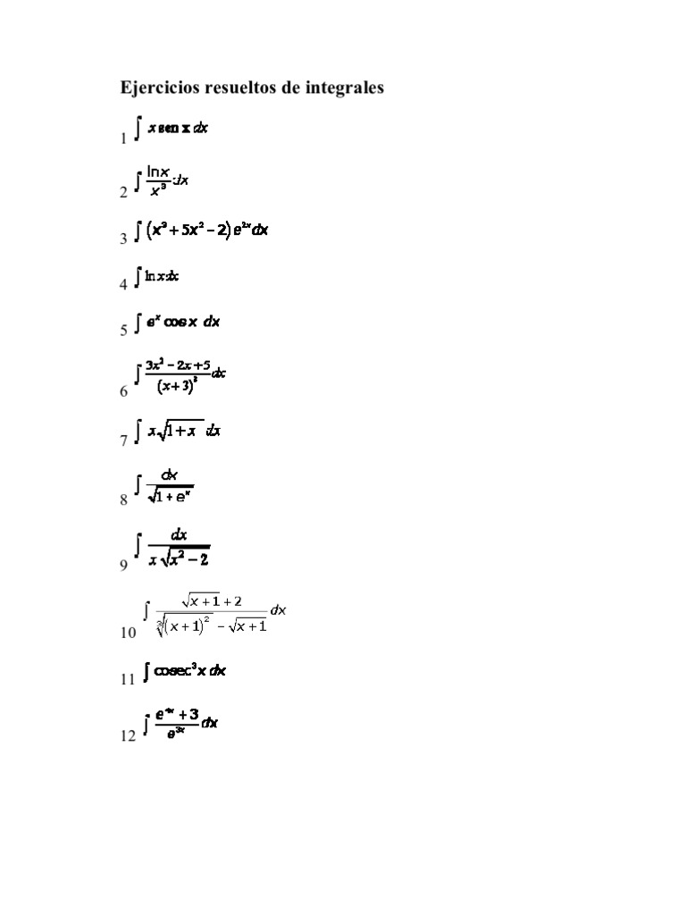Ejercicios Resueltos de Integrales | PDF