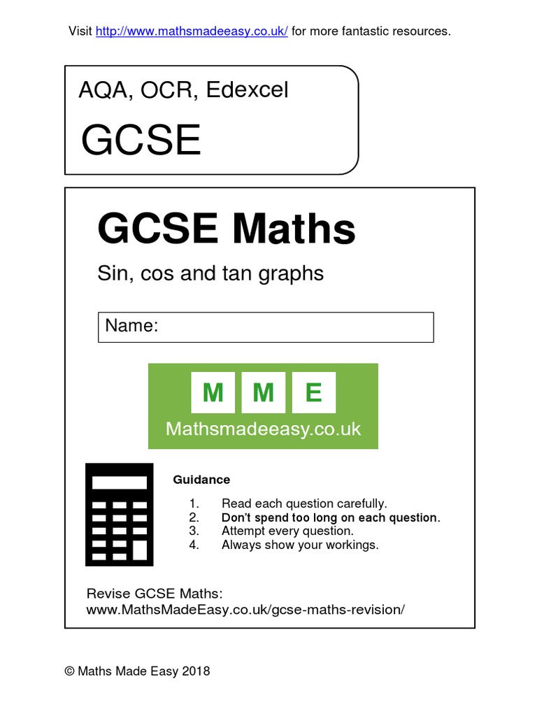 Sin Cos and Tan Graphs v2 Answers | PDF | Trigonometric Functions ...