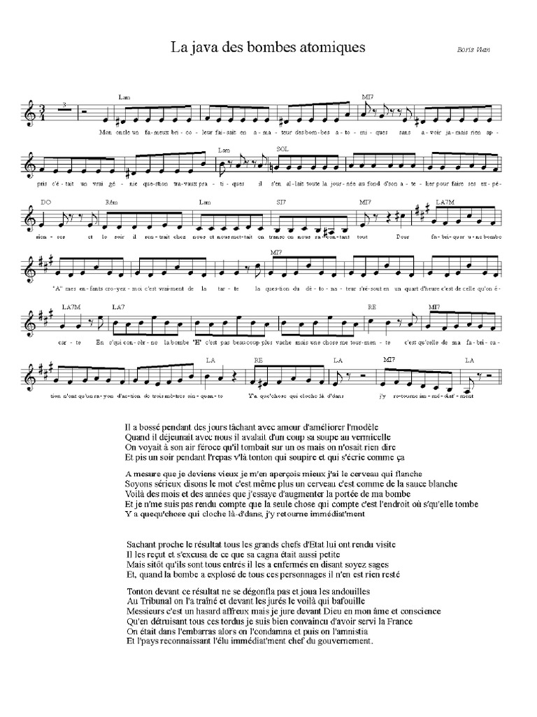la java des bombes atomiques Boris Vian | PDF