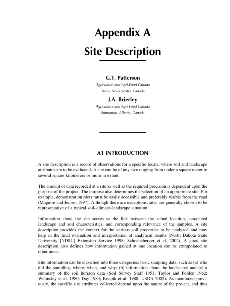 Appendix A Site Description: G.T. Patterson | PDF | Acid | Sulfuric Acid
