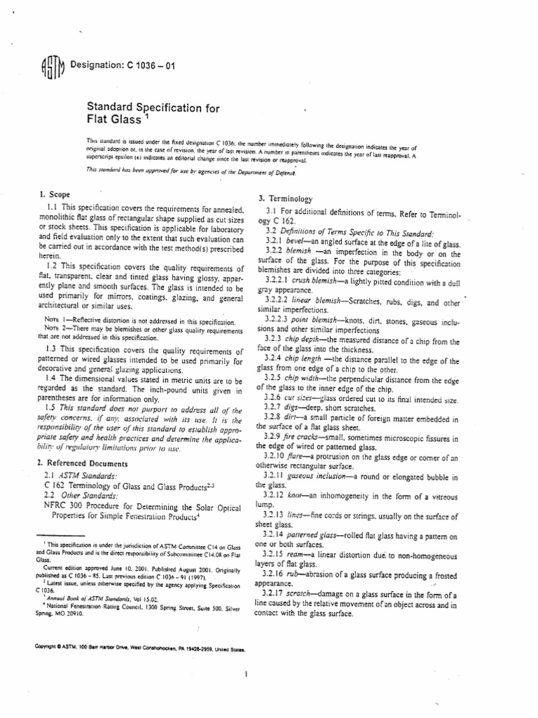 Astm C 1036-01 | PDF