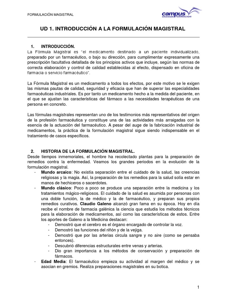 Campus - Introduccion Form Magistral | PDF | Farmacia | Farmacéutico