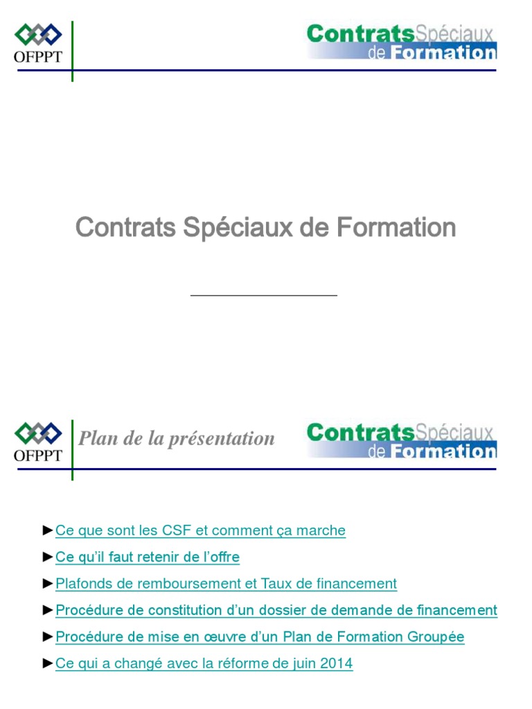 Contrats Spéciaux de Formation OFPPT | PDF | Business | Petite ou ...