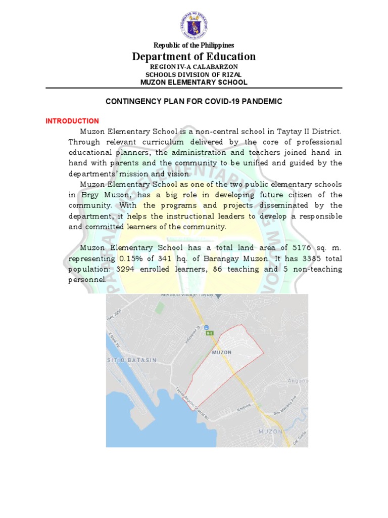 COVID-19 Contingency Plan for Muzon School | PDF | Emergency | Incident ...
