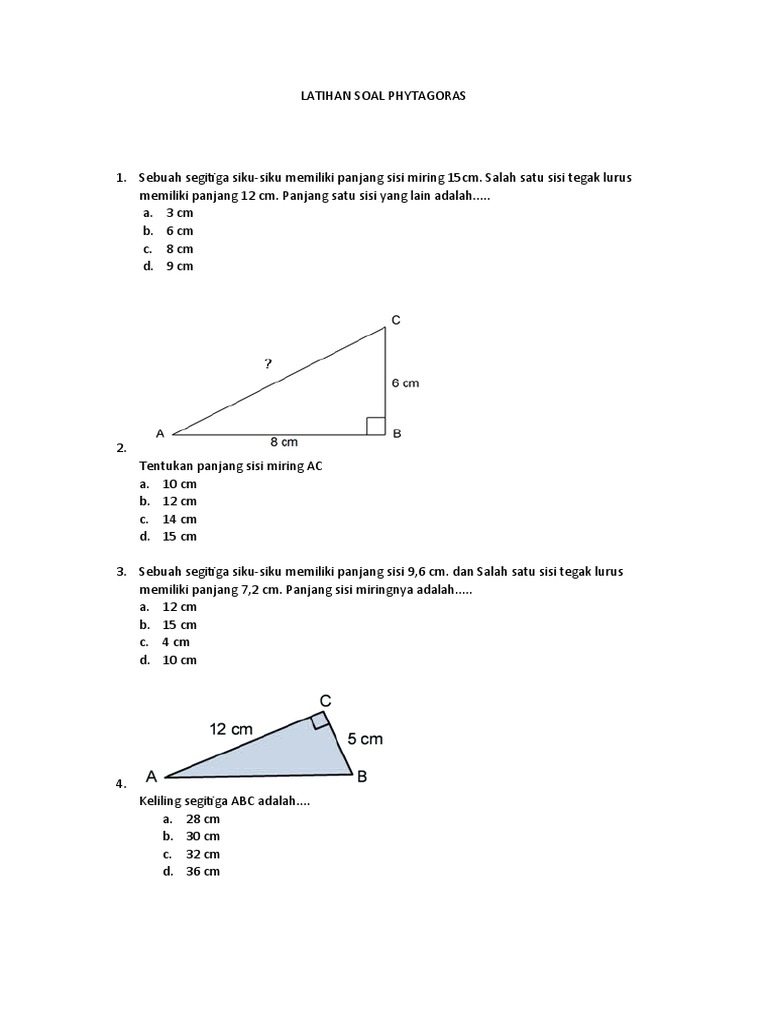 Latihan Soal Phytagoras | PDF
