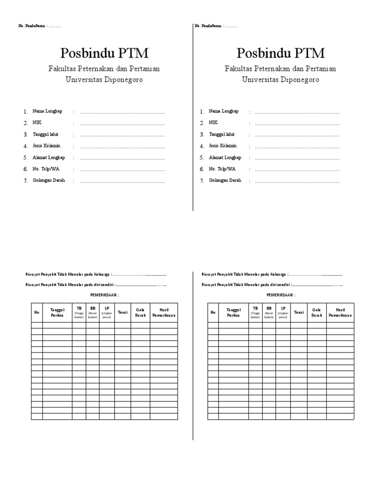KARTU POSBINDU PTM - Data | PDF