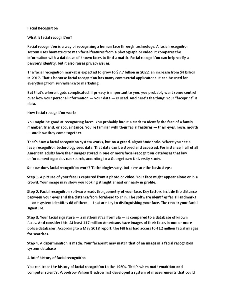 Facial Recognition Pdf Privacy Computing