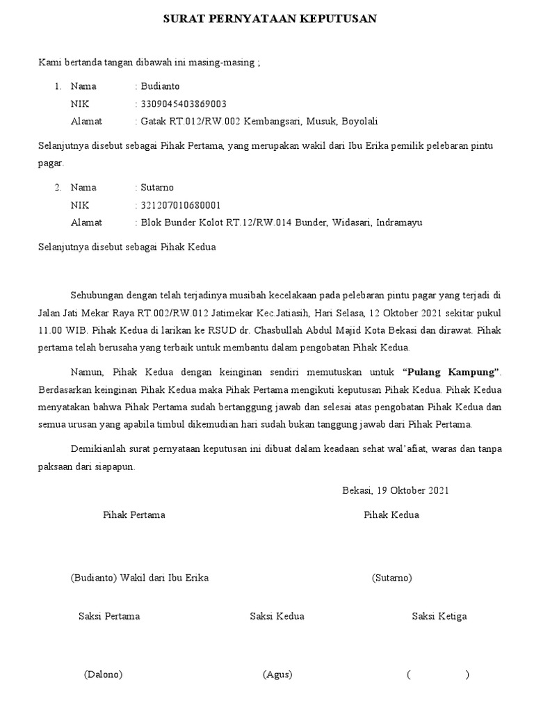 Surat Pernyataan Keputusan | PDF Surat Pernyataan Keputusan | PDF