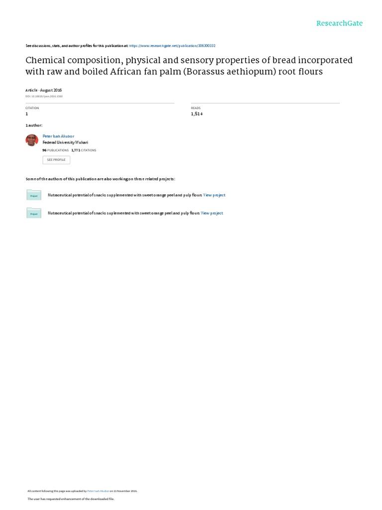 African Fan Palm Flour in Bread Quality | PDF | Breads | Flour