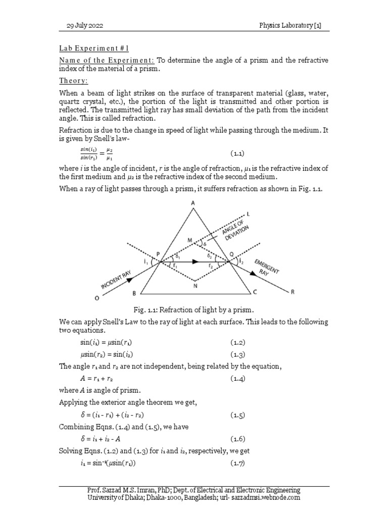 1213-PHY, Physics Laboratory(All lab reports) (2) | PDF | Diffraction | Angular Resolution