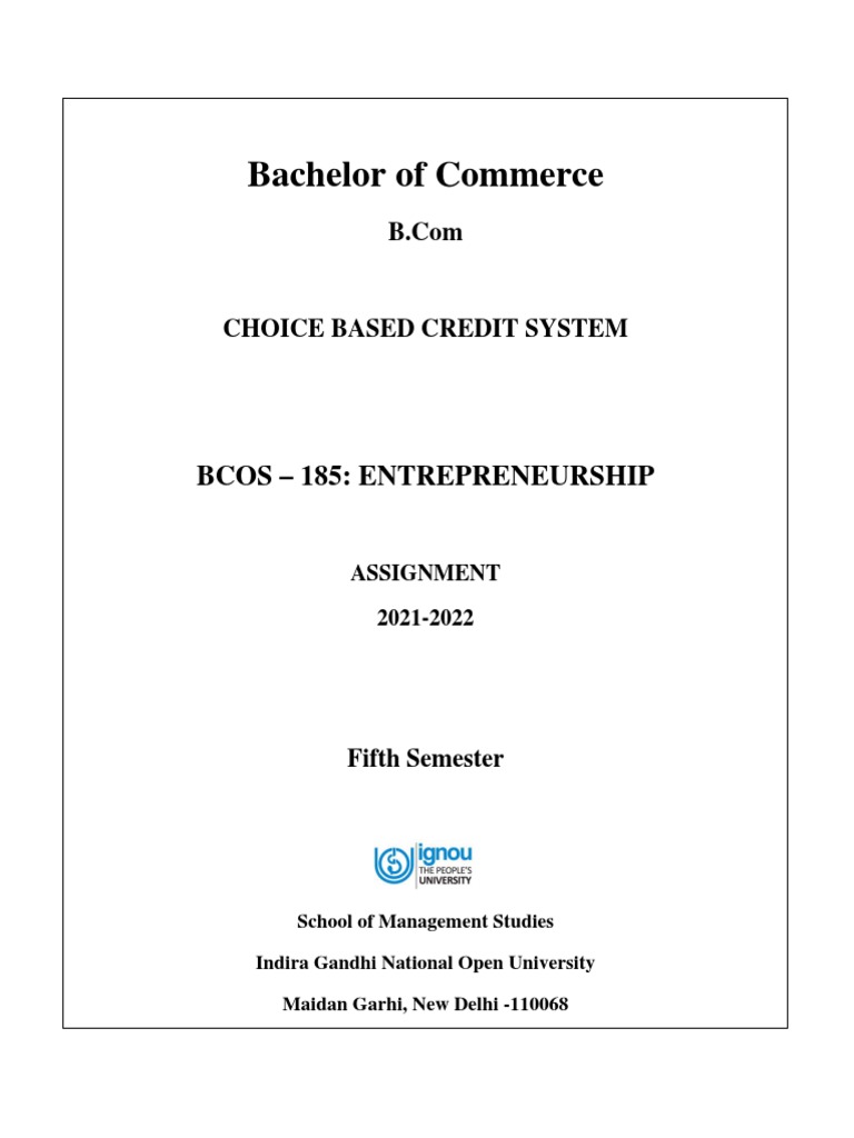 Bcos-185 Entrepreneurship e | PDF | Entrepreneurship | Cognition