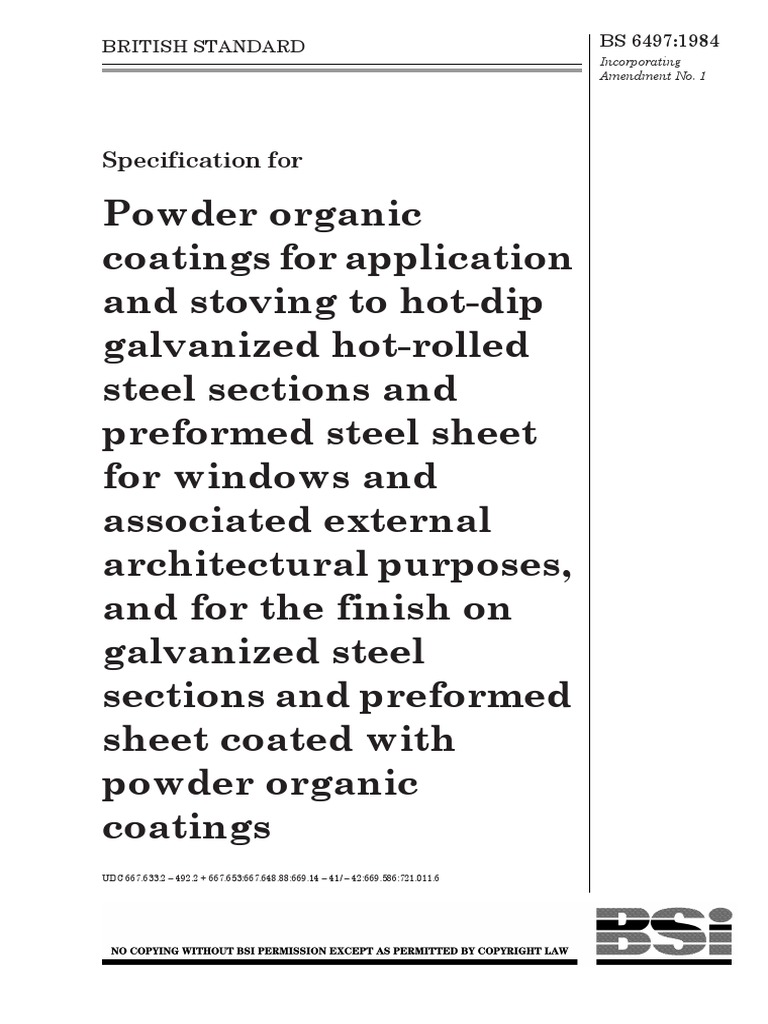 Specification For: British Standard BS 6497:1984 | PDF | Galvanization ...