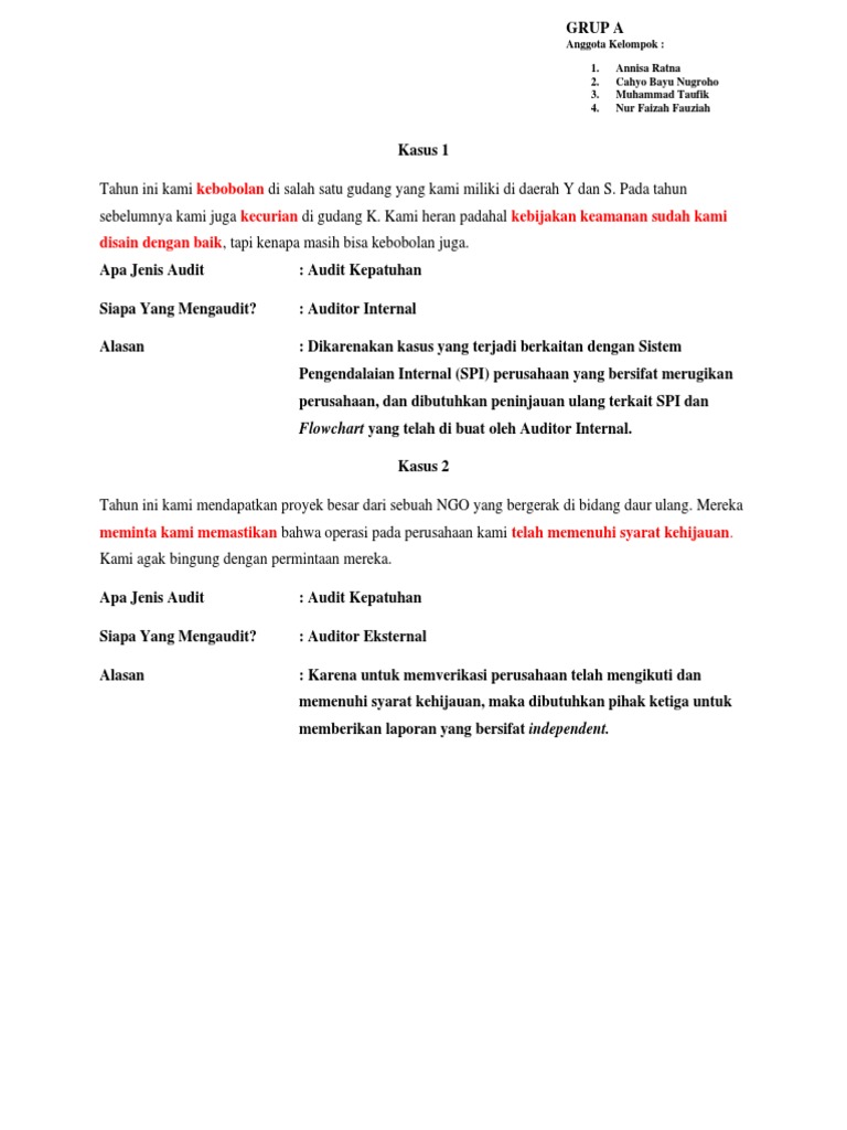 Kasus Audit 1 (Grup A) | PDF