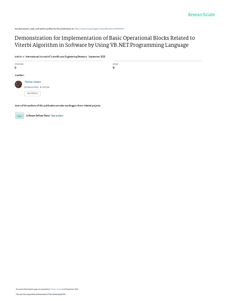 Demonstration For Implementation of Basic Operational Blocks Related To Viterbi Algorithm in ...