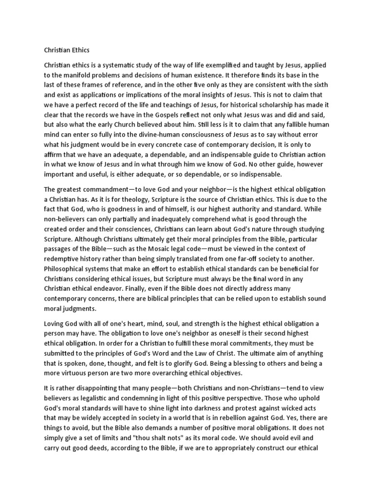 Christian Ethics | PDF | Christian Ethics | Jesus
