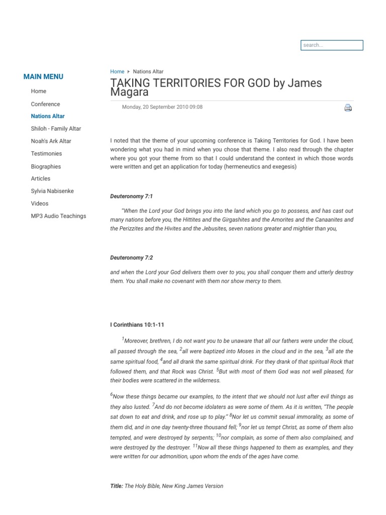 TAKING TERRITORIES FOR GOD by James Magara | PDF | Jesus | Lamb Of God