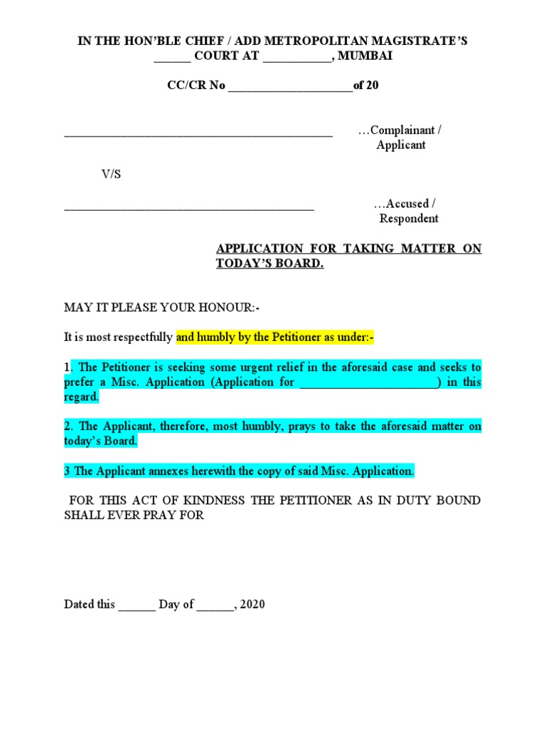 Application of Taken On Board | PDF