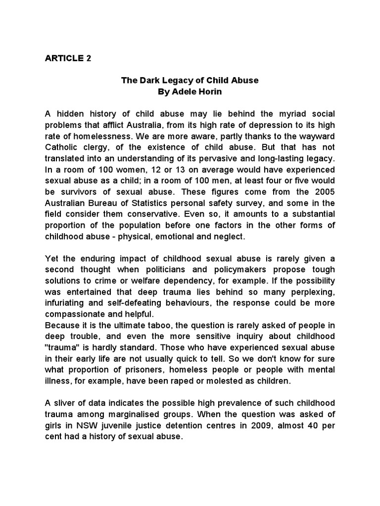 Article 2 - Child Abuse | PDF | Child Sexual Abuse | Child Abuse