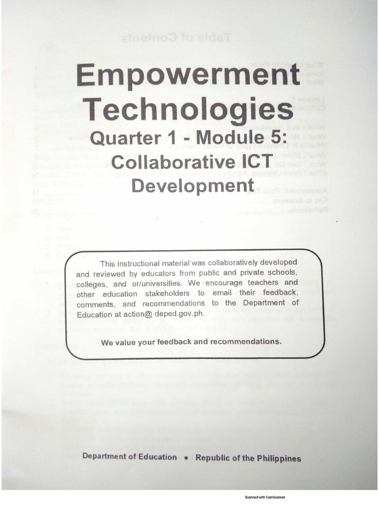 Empowerment Technologies (Quater 1 - Module 5) Collaborative ICT ...