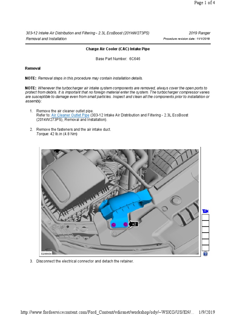 303-12 Intake Air Distribution and Filtering - Removal and Installation ...