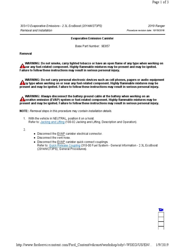 303-13 Evaporative Emissions - Removal and Installation - Evaporative ...