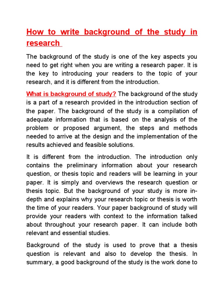 Writing the Background of a Study | PDF | Thesis | Science