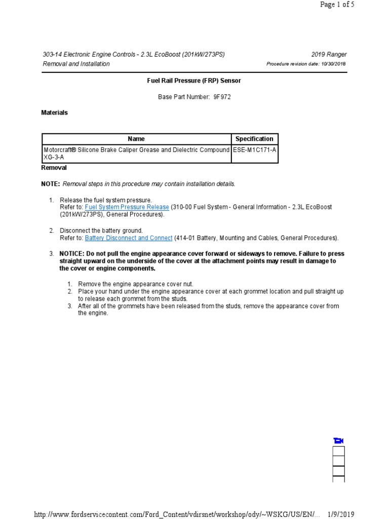 303-14 Electronic Engine Controls - Removal and Installation - Fuel ...