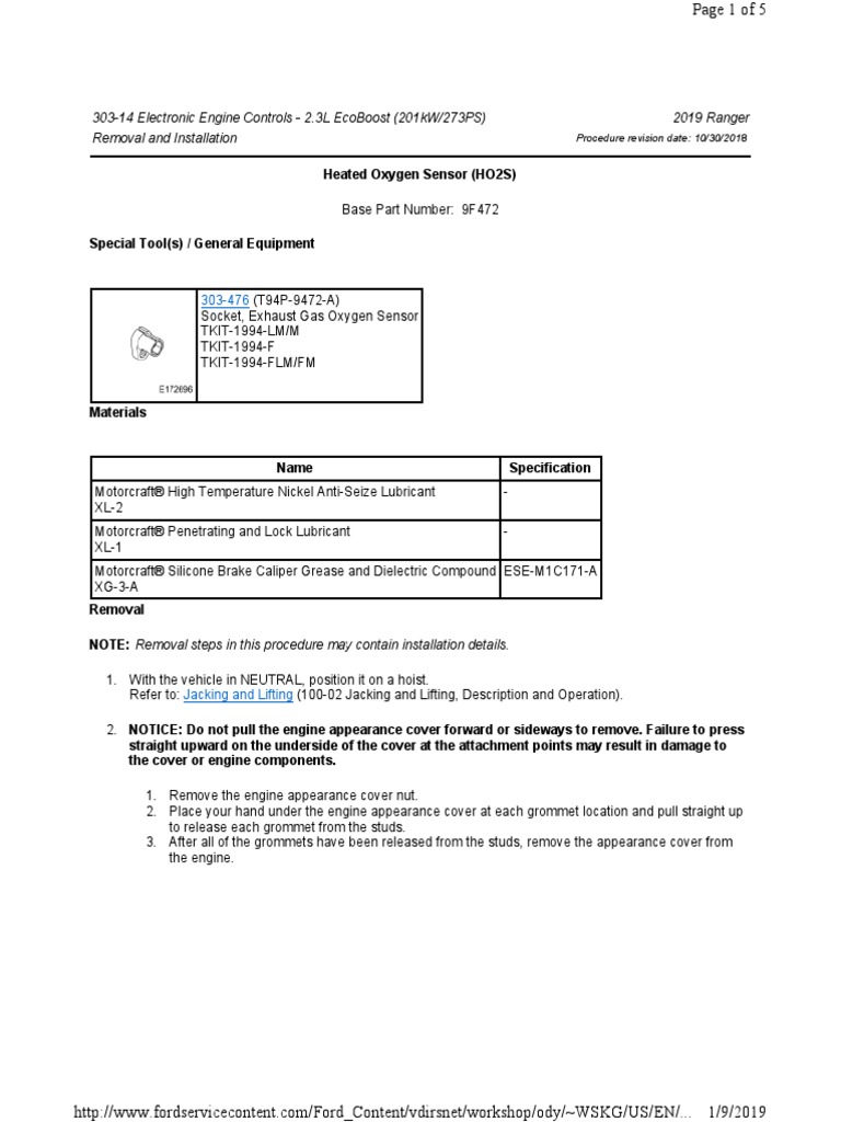 303-14 Electronic Engine Controls - Removal and Installation - Heated ...