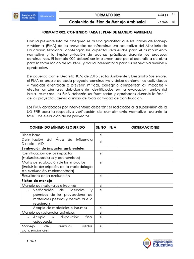 Formato 002 PMA - Colombia | PDF | Evaluación | Economias