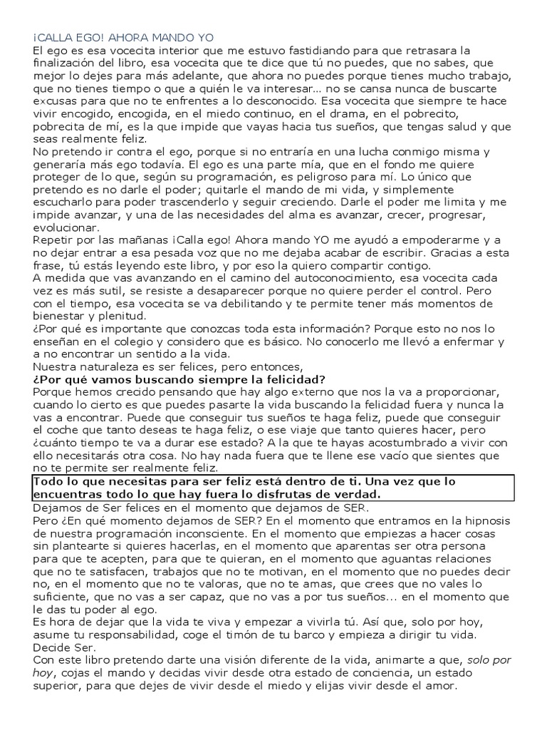 !calla Ego! Ahora Mando Yo - Silvia Pascua Ramos | PDF | Importar | Mente