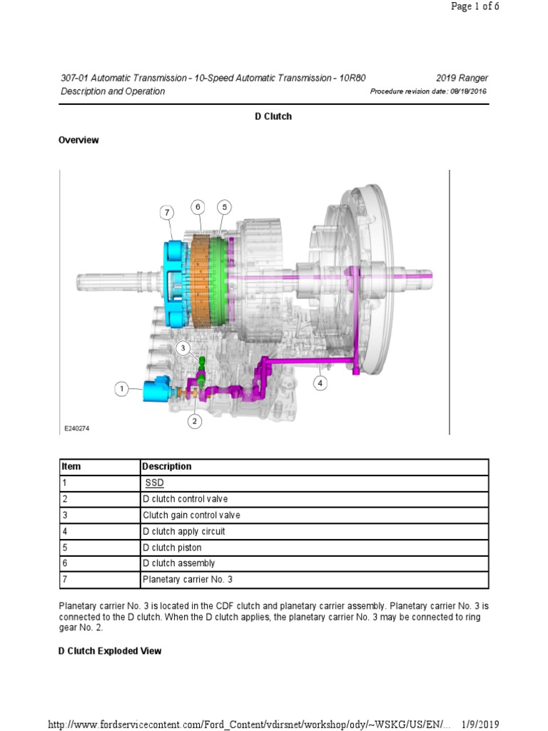 307-01 Automatic Transmission 10 Speed - Description and Operation - D Clutch | PDF | Clutch ...