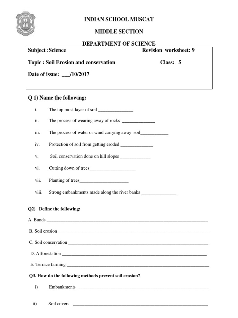 Soil Erosion Worksheet Universal Soil Loss Equation