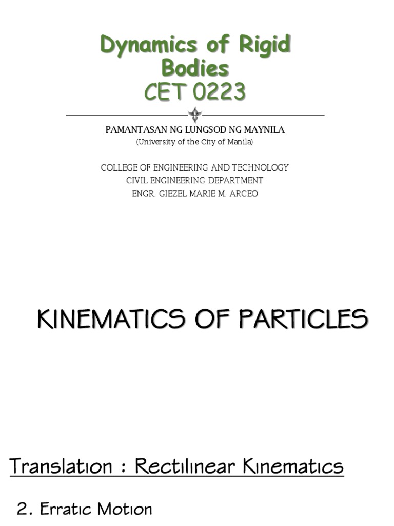 T2 Erratic Motion Part 1 Download Free Pdf Kinematics Equations