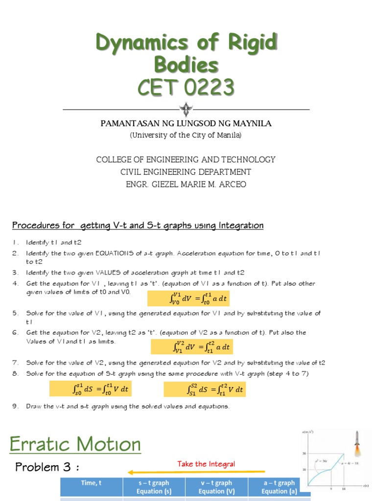 T2 - Erratic Motion (Sample Problem) | PDF | Derivative | Equations