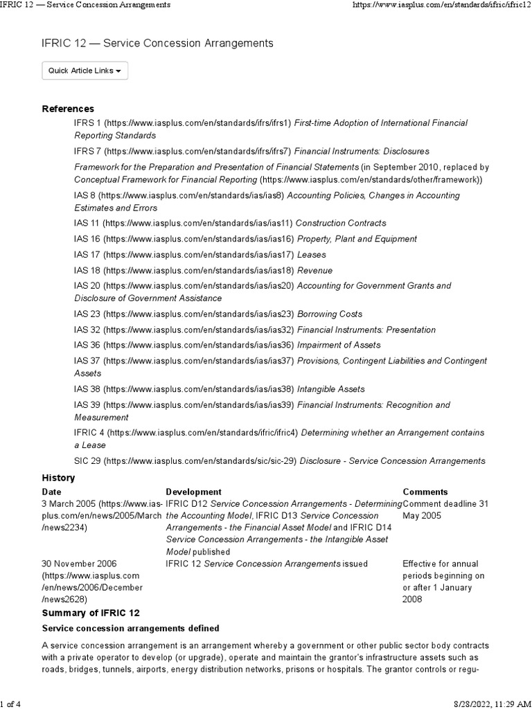 IFRIC 12 - Service Concession Arrangements | PDF | International Financial Reporting Standards ...