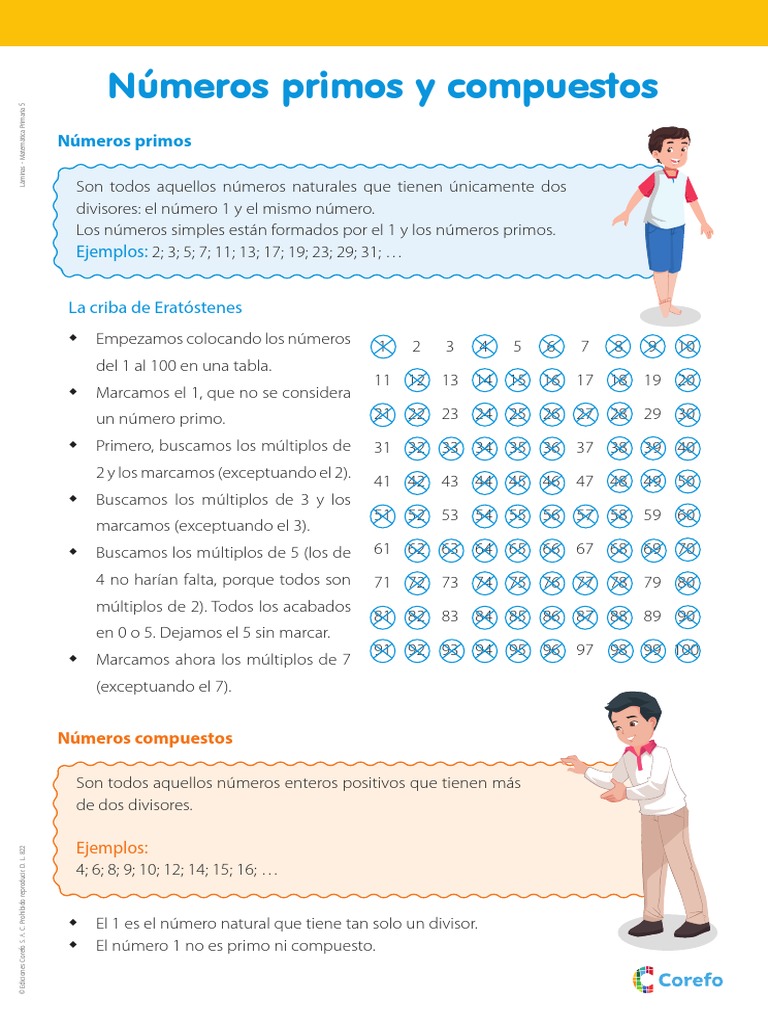 Números Primos y Compuestos del 1 al 100 | PDF | Número primo