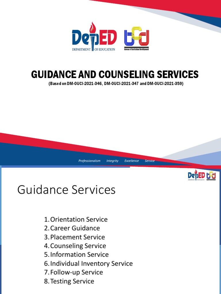 DepEd Guidance and Counseling Services | PDF | School Counselor | Suicide