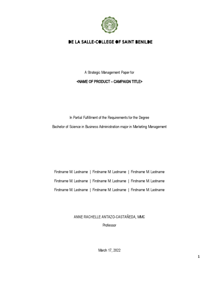 Strategic Management Paper Template | PDF | Clothing | Fashion
