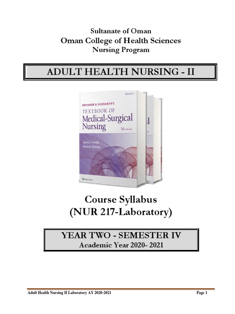 Adult Health Nursing II Laboratory Course Syllabus 2020-2021 | PDF ...