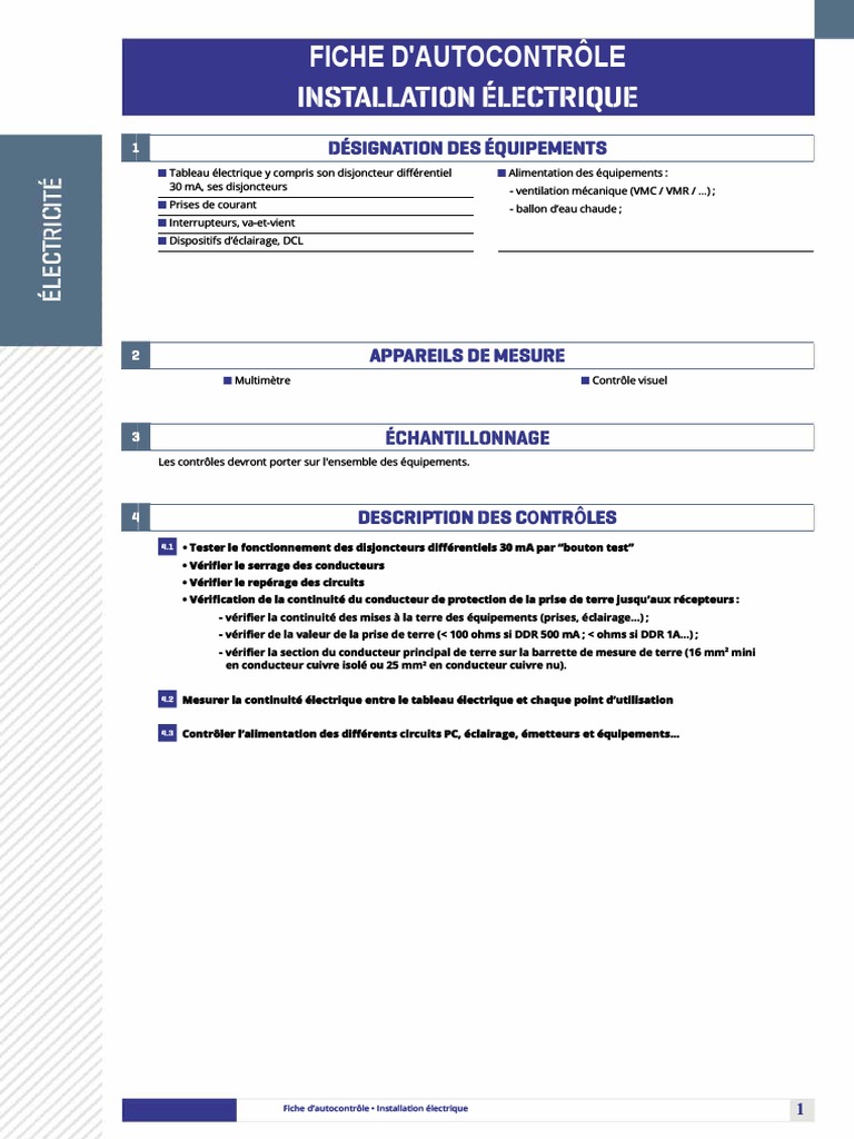 Fiche d'autocontrôle électrique | PDF | Biens manufacturés | Machine