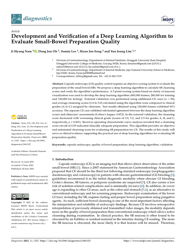 2021 - Development and Verification of A Deep Learning Algorithm To Evaluate Small-Bowel ...