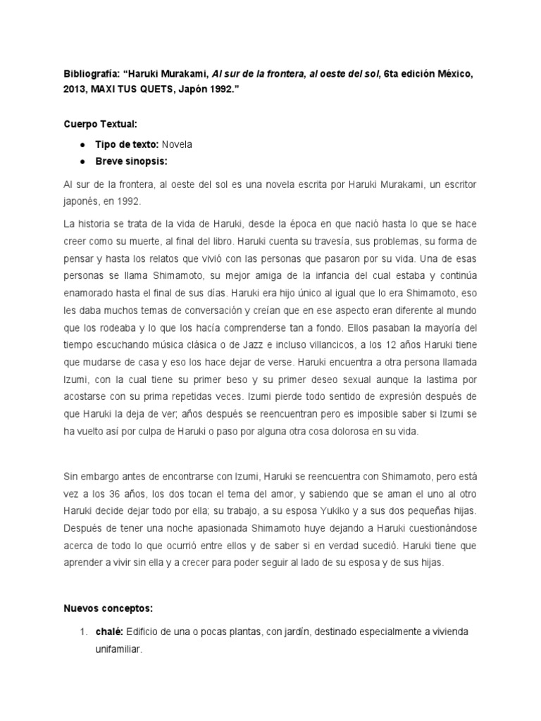 Al Sur de La Frontera, Al Oeste Del Sol Reporte | PDF | Clásicos