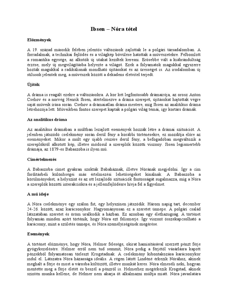 Ibsen Nóra Tétel | PDF